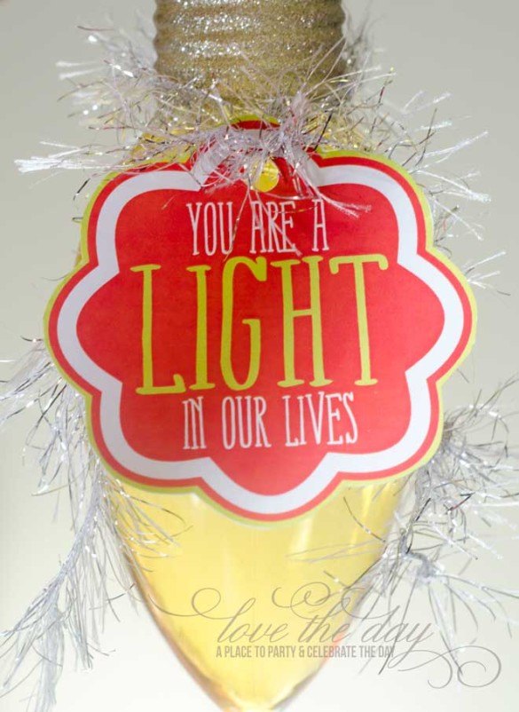 'You Are A Light In Our Lives' Neighbor or Teacher Gift Tag & Idea