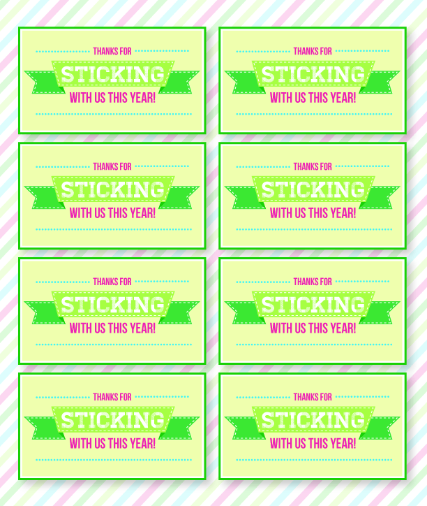 Teacher Appreciation Gift Ideas:: FREE 'Sticking With Us' Printable