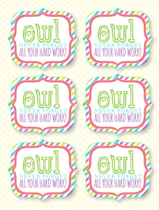 FREE Printable Teacher Appreciation Gifts:: 'Owl Never Forget'