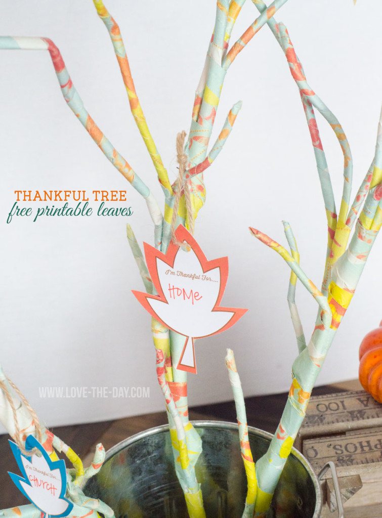 DIY Thankful Tree Printable Leaves by Lindi Haws of Love The Day