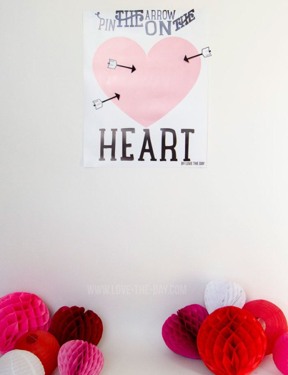 Valentine Party Games - Pin The Arrow On The Heart Poster
