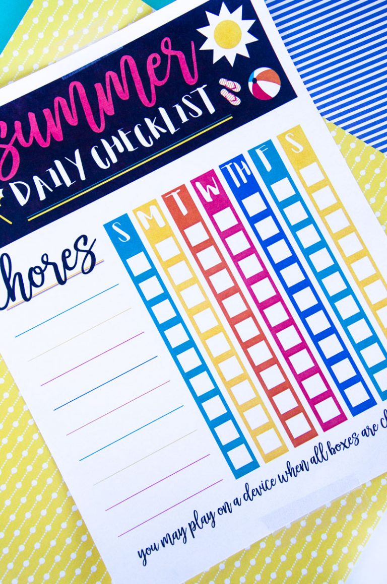 Summer Chore Chart Template by Lindi Haws of Love The Day