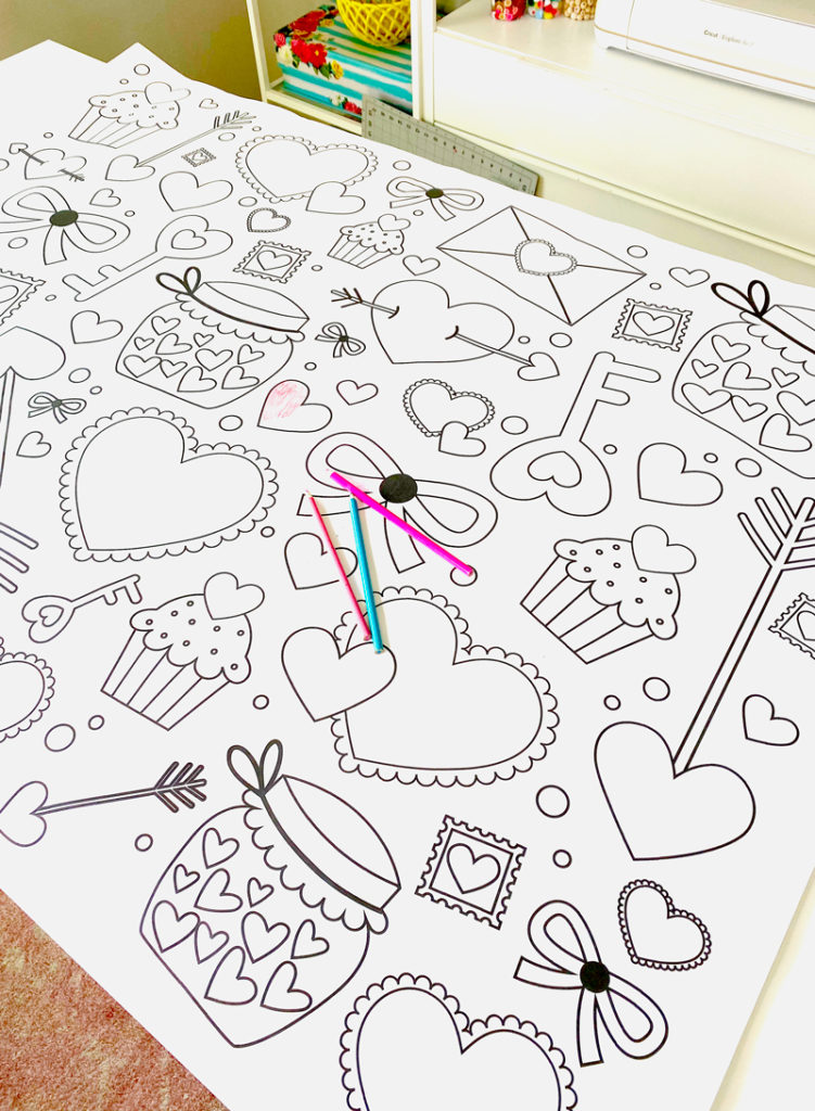 Oversized Coloring Poster for Valentine's Day on Love The Day